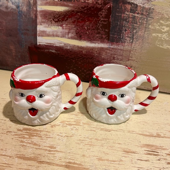Accessories | Vintage Santa Face Mug Set Retro Hand Painted Santa Claus ...